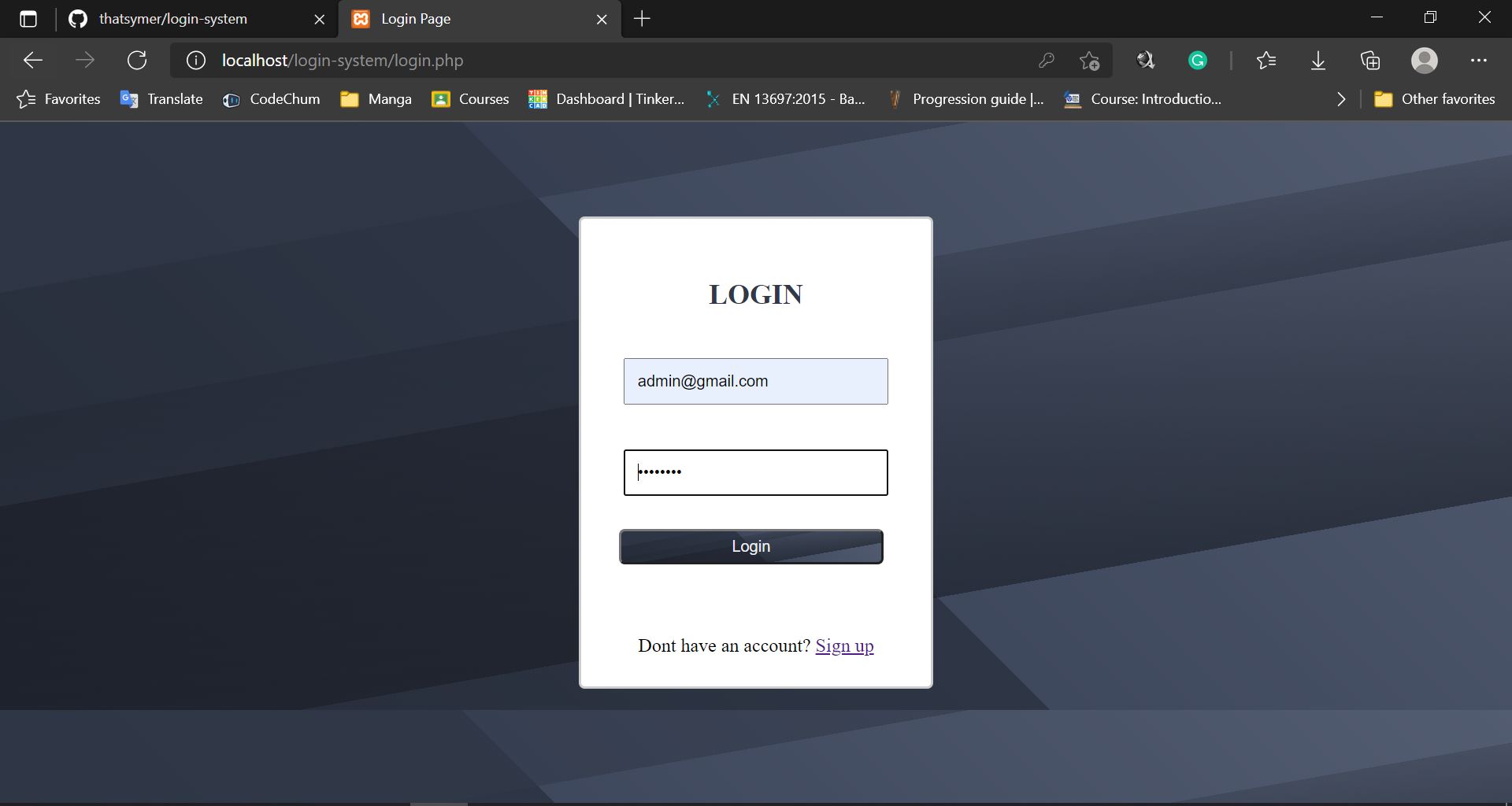GitHub - thatsymer/login-system: HTML/CSS, PHP, MYSQL, XAMMP