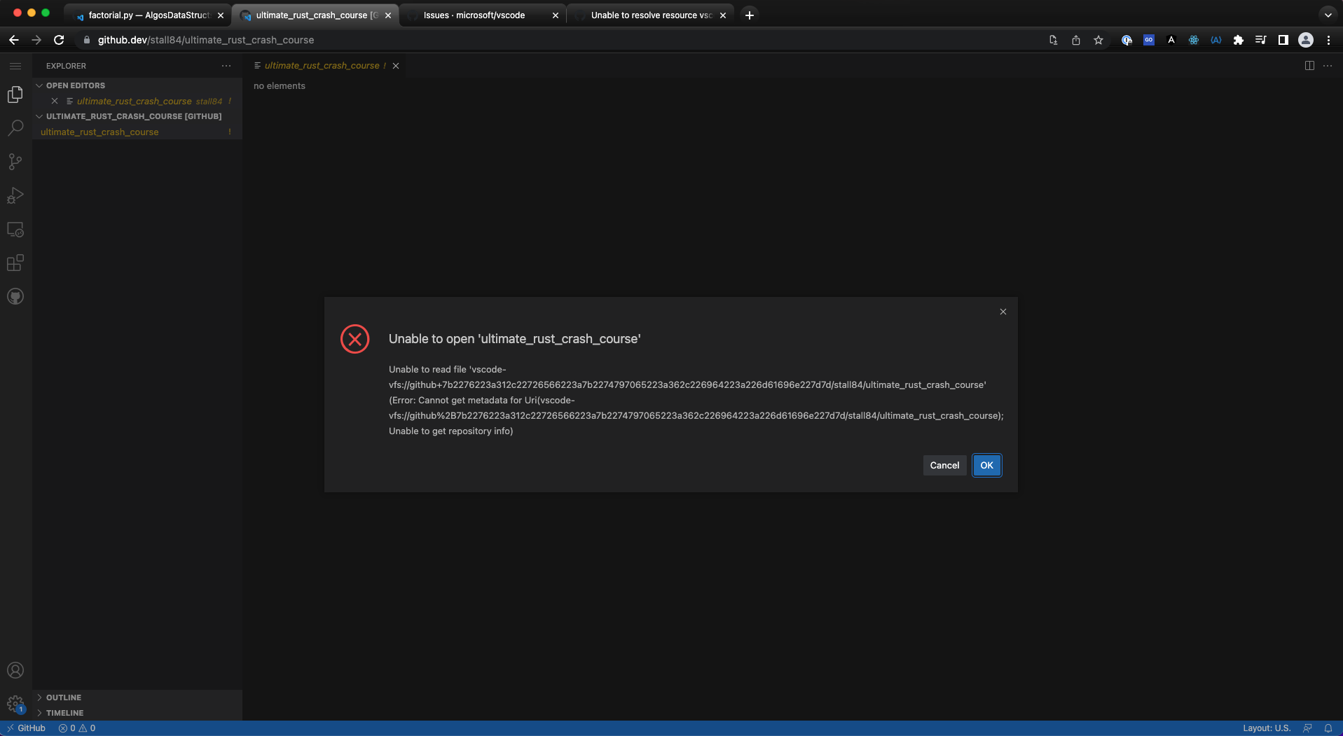 Web Vscodedev Cannot Open A Remote Repository Error Cannot Get