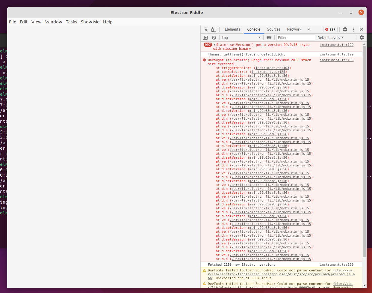 bug: Fiddle shows blank screen when local Electron build got deleted · Issue #878 · electron ...
