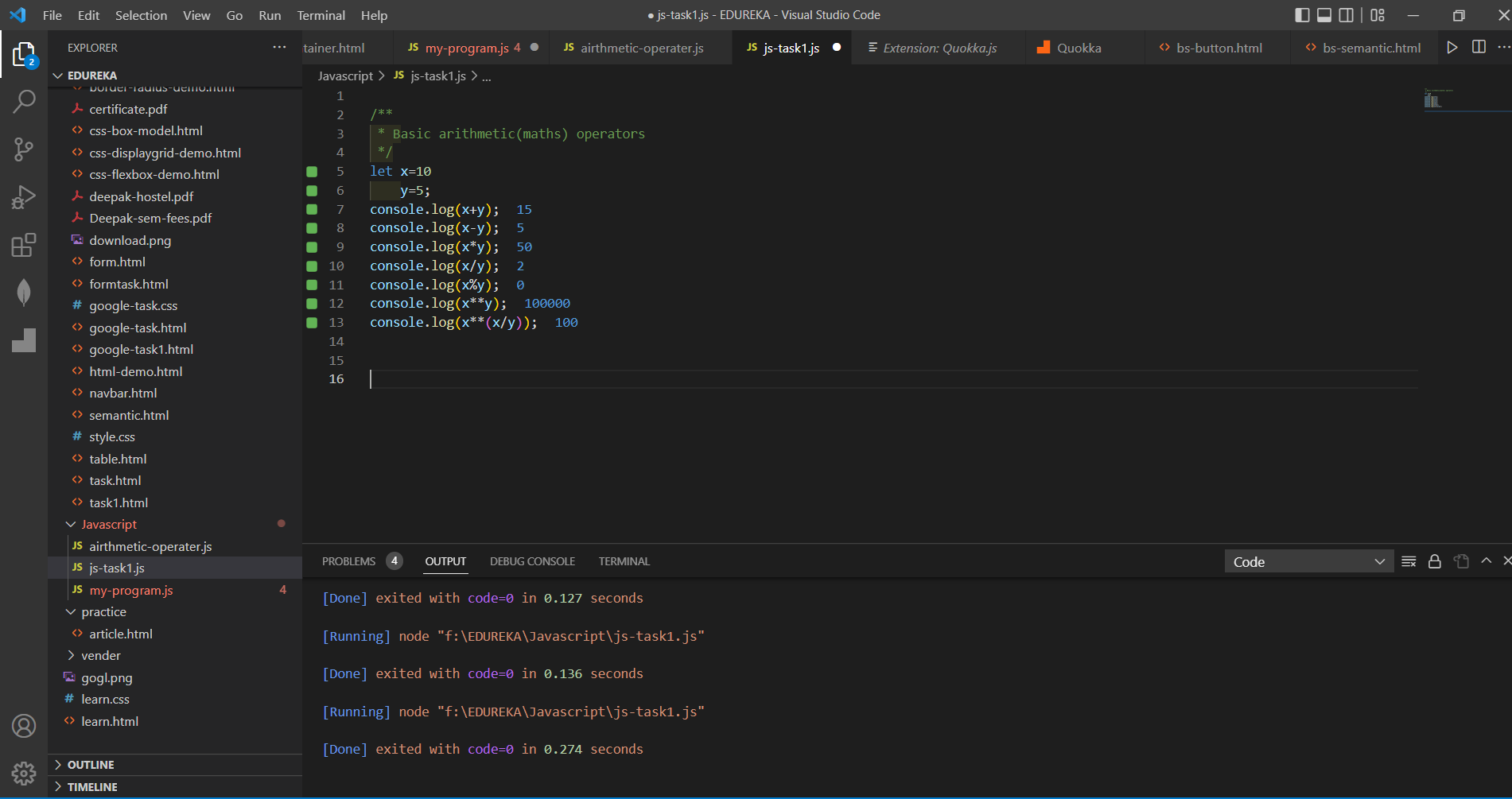 JS - Operators - Arithmetic Operators · akash-coded mern · Discussion ...