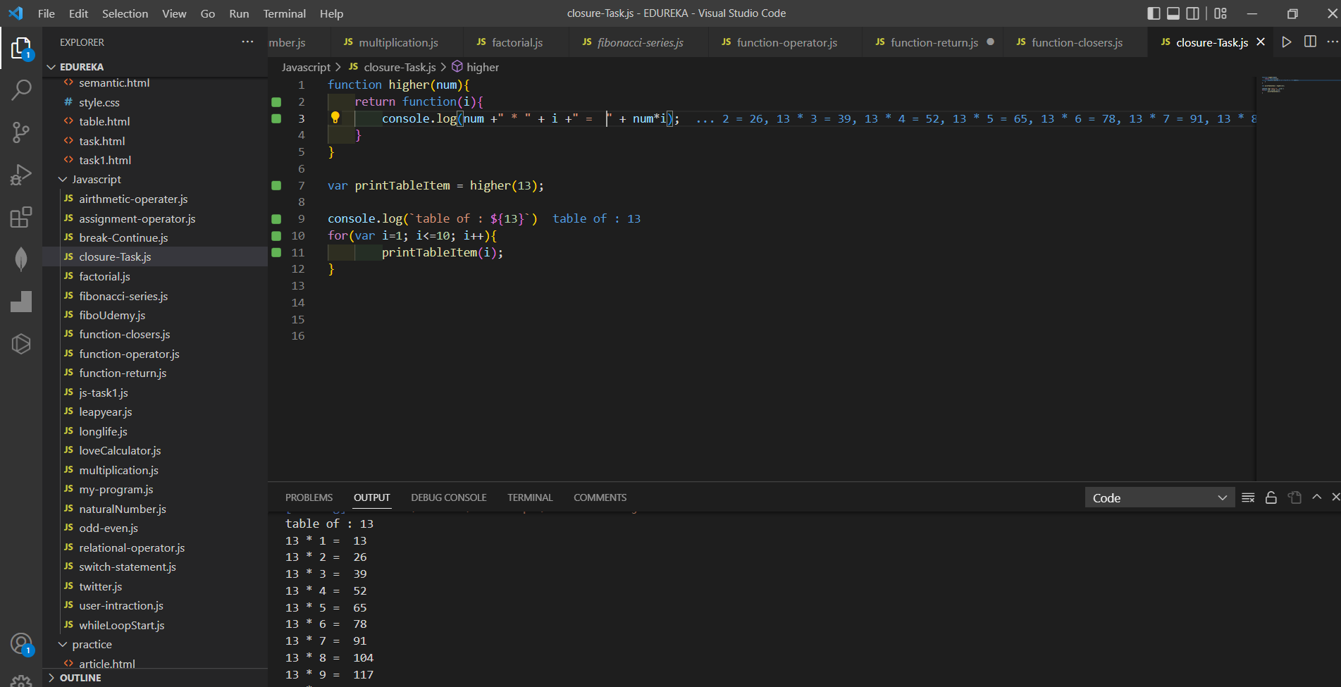 JS - Functions - Closures - Prinitng the table of a number · akash-coded mern · Discussion #78 ...