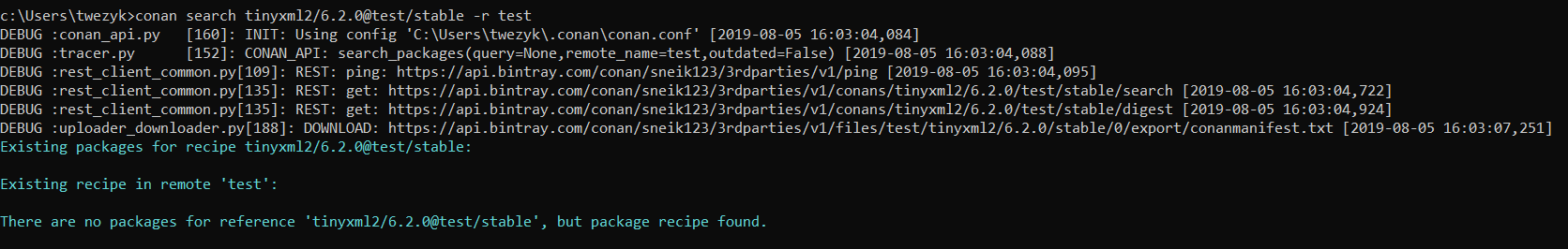 Conan search doesn't find existing package - only recipe · Issue #5581 ...