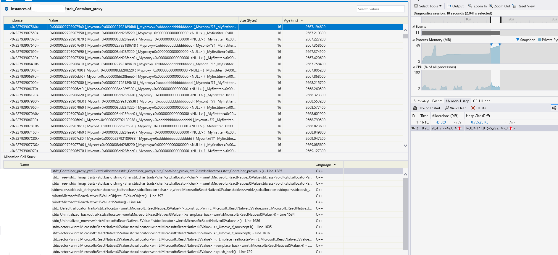 Memory Leak In Jsvalue · Issue 7827 · Microsoftreact Native Windows · Github