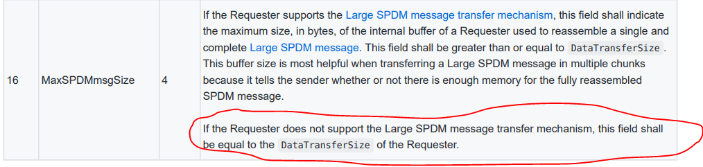 Why data_transfer_size and max_spdm_msg_size must be equal when chunk capabilities are disabled ...