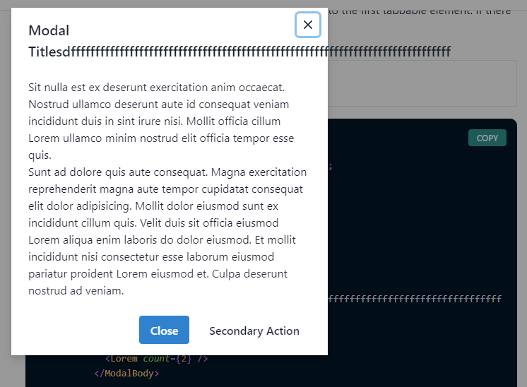 [Modal] Long ModalHeader causes overlap and overflow issues with close button · Issue #840 ...
