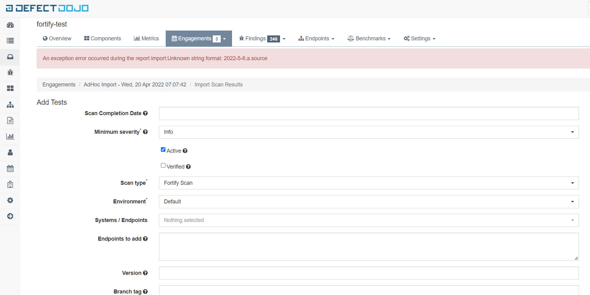 Import of XML report of fortify 20.1.1 failed · Issue #6260 · DefectDojo/django-DefectDojo · GitHub