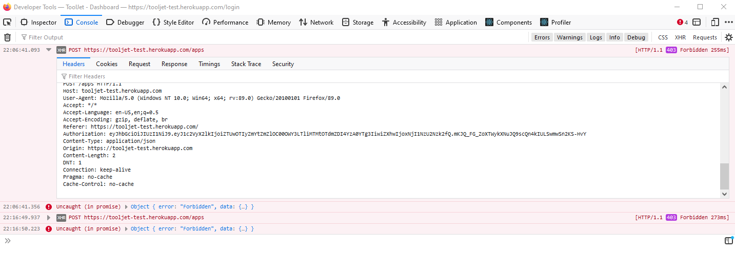 Create new app 403 forbidden on Heroku 1-click deployment · Issue #203 · ToolJet/ToolJet · GitHub