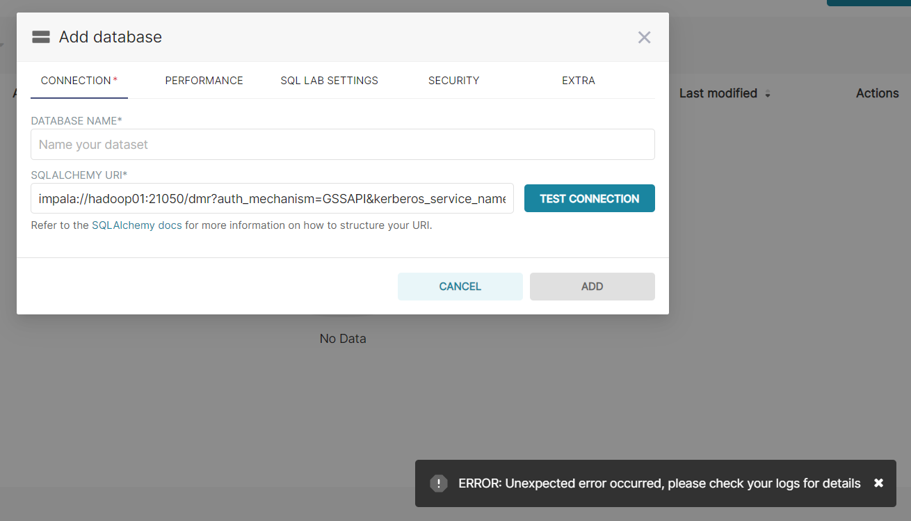 how to add a impala database with kerberos authentication? · Issue #14858 · apache/superset · GitHub