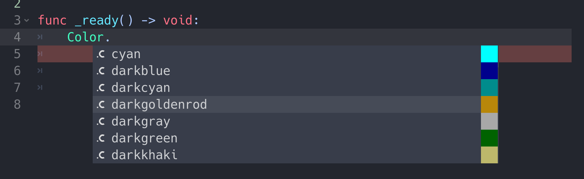 Improve display of color previews in the script editor autocompletion ...