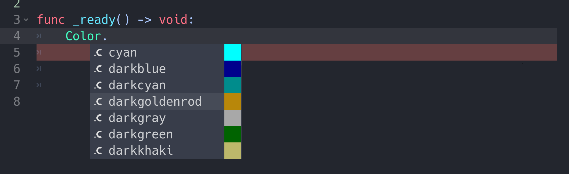 Improve display of color previews in the script editor autocompletion ...