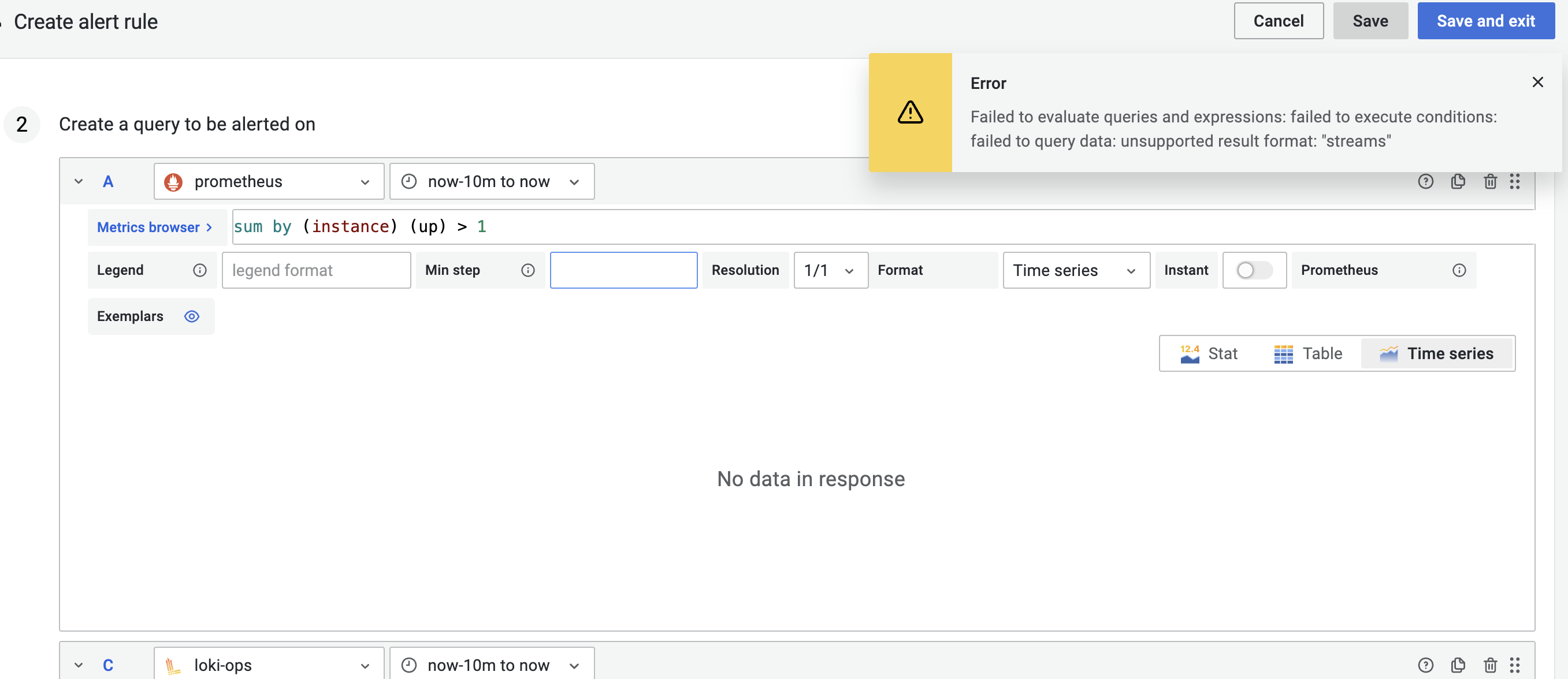 Alerting Run Query Randomly Fails In The Grafana Managed Alert Rule Form · Issue 39995