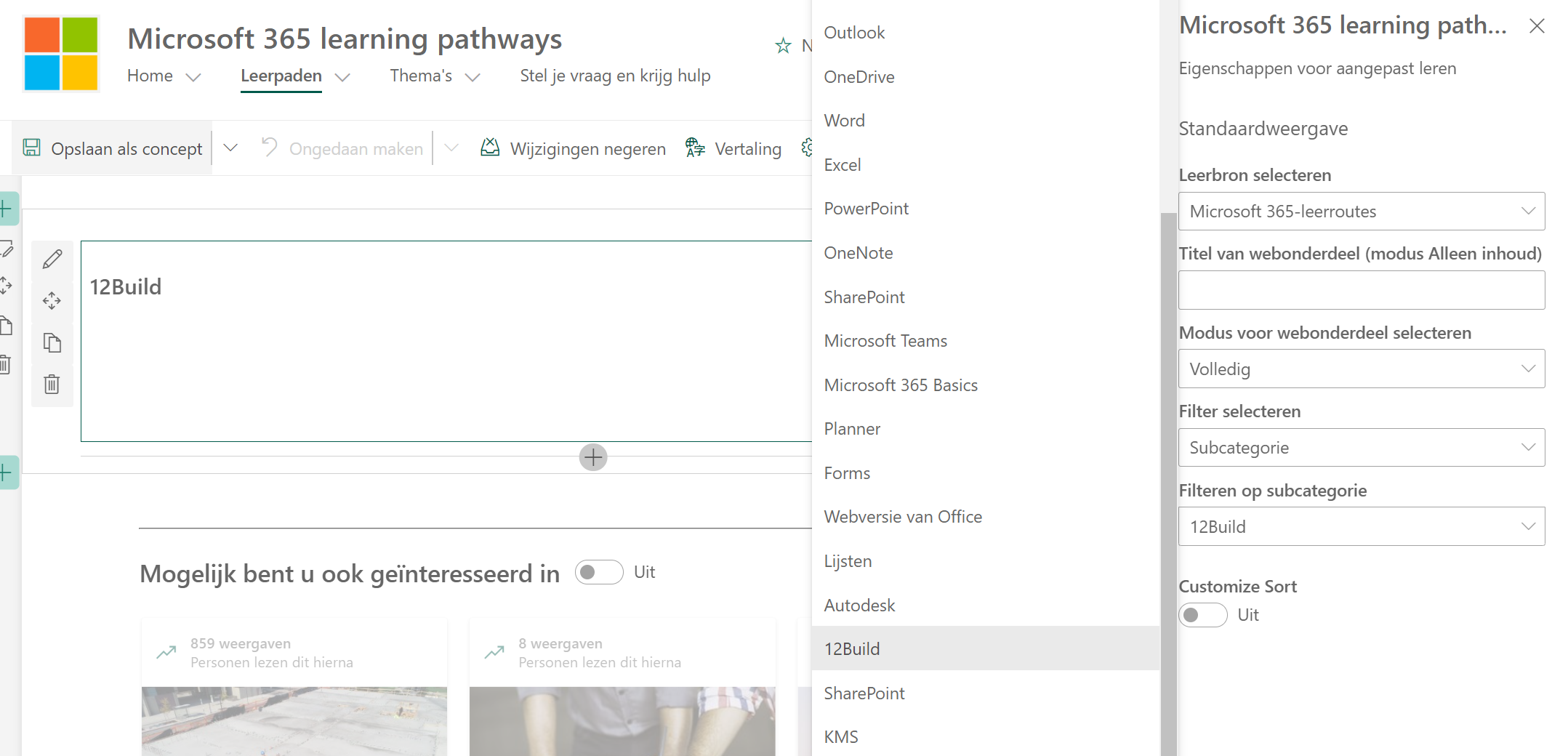 New subcategories aren't visible anymore by using the Microsoft 365 Learning Pathways webpart ...
