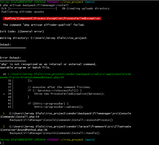 [4.0][Bug] "The command "elfinder:publish" does not exist" · Issue #2517 · Laravel-Backpack/CRUD ...