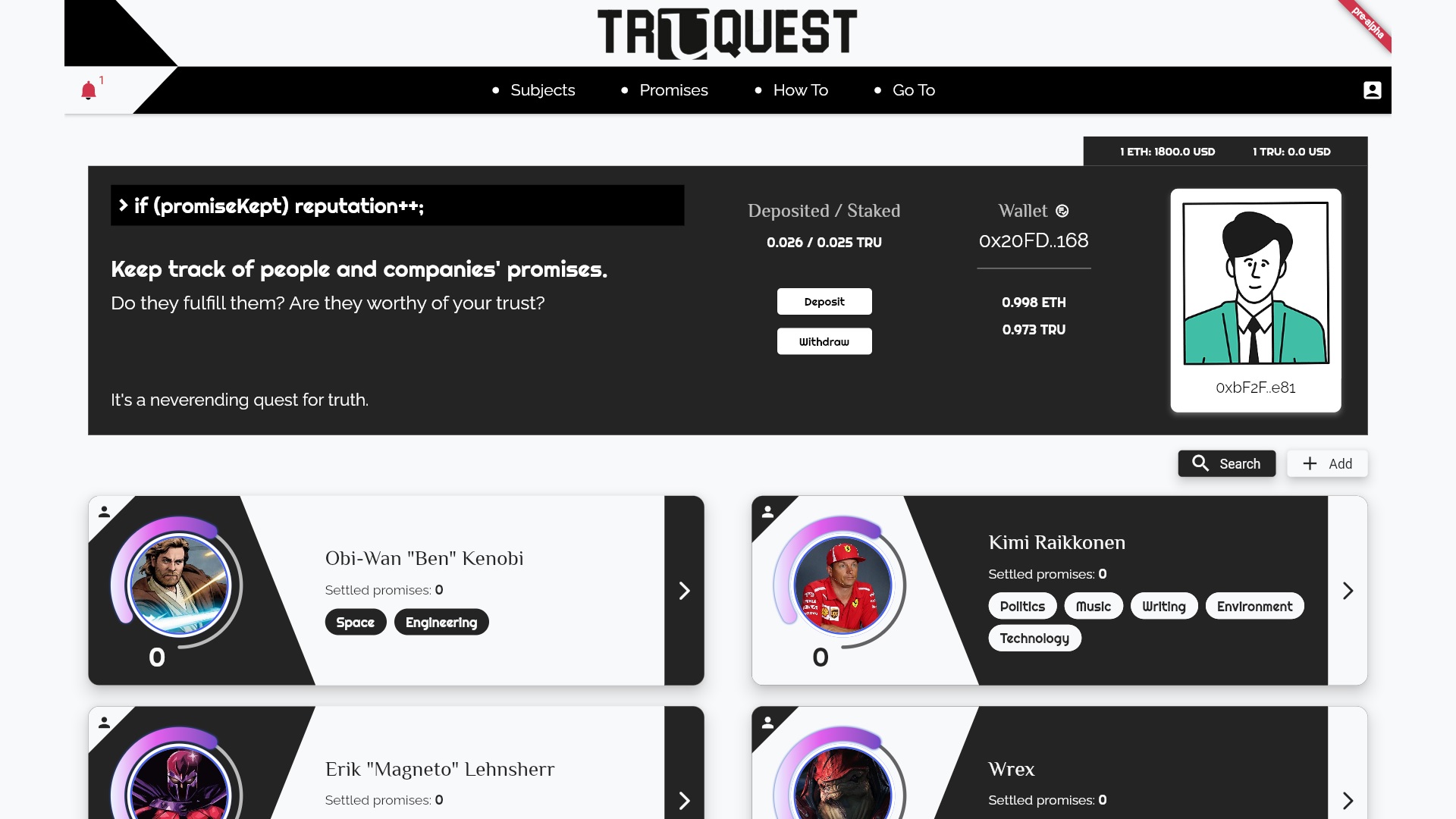 GitHub - TruQuest/TruQuest: A promise/trustworthiness tracker powered by Ethereum and Optimism