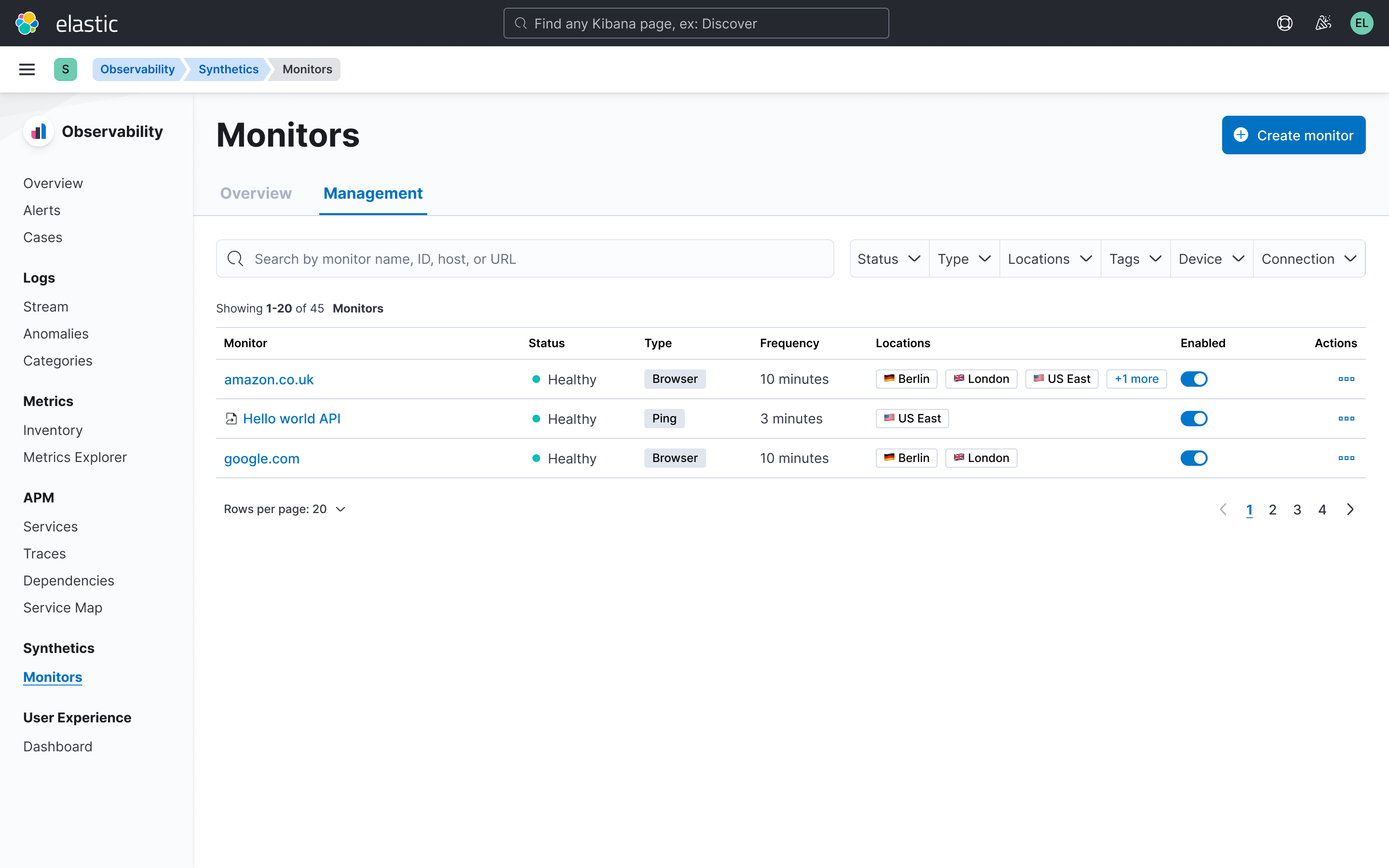 Synthetics App Monitor Management Page · Issue 128300 · Elastickibana · Github 