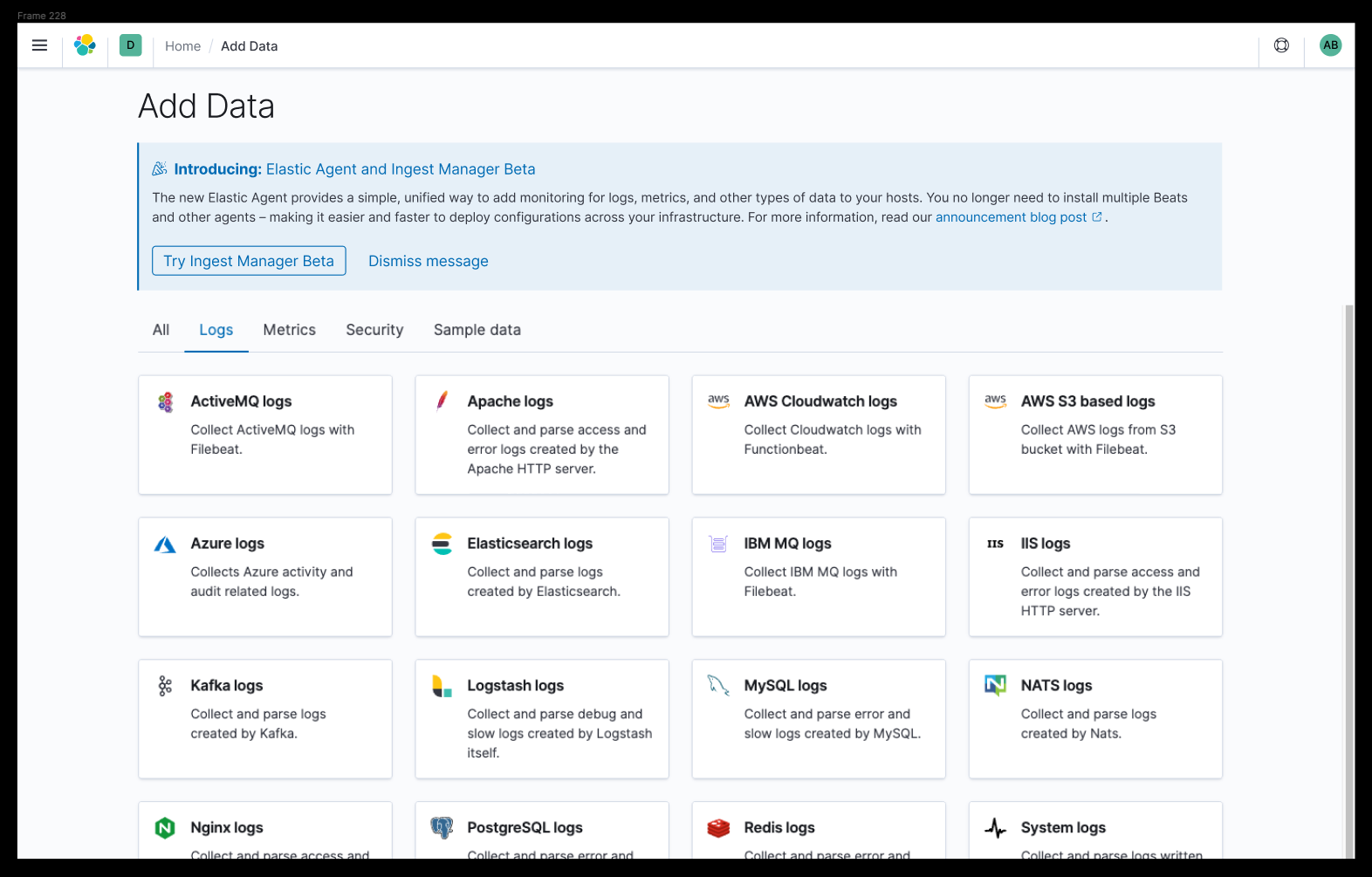 [Ingest Manager] Design entry points to Ingest Manager Beta from Kibana's Add Data pages · Issue ...