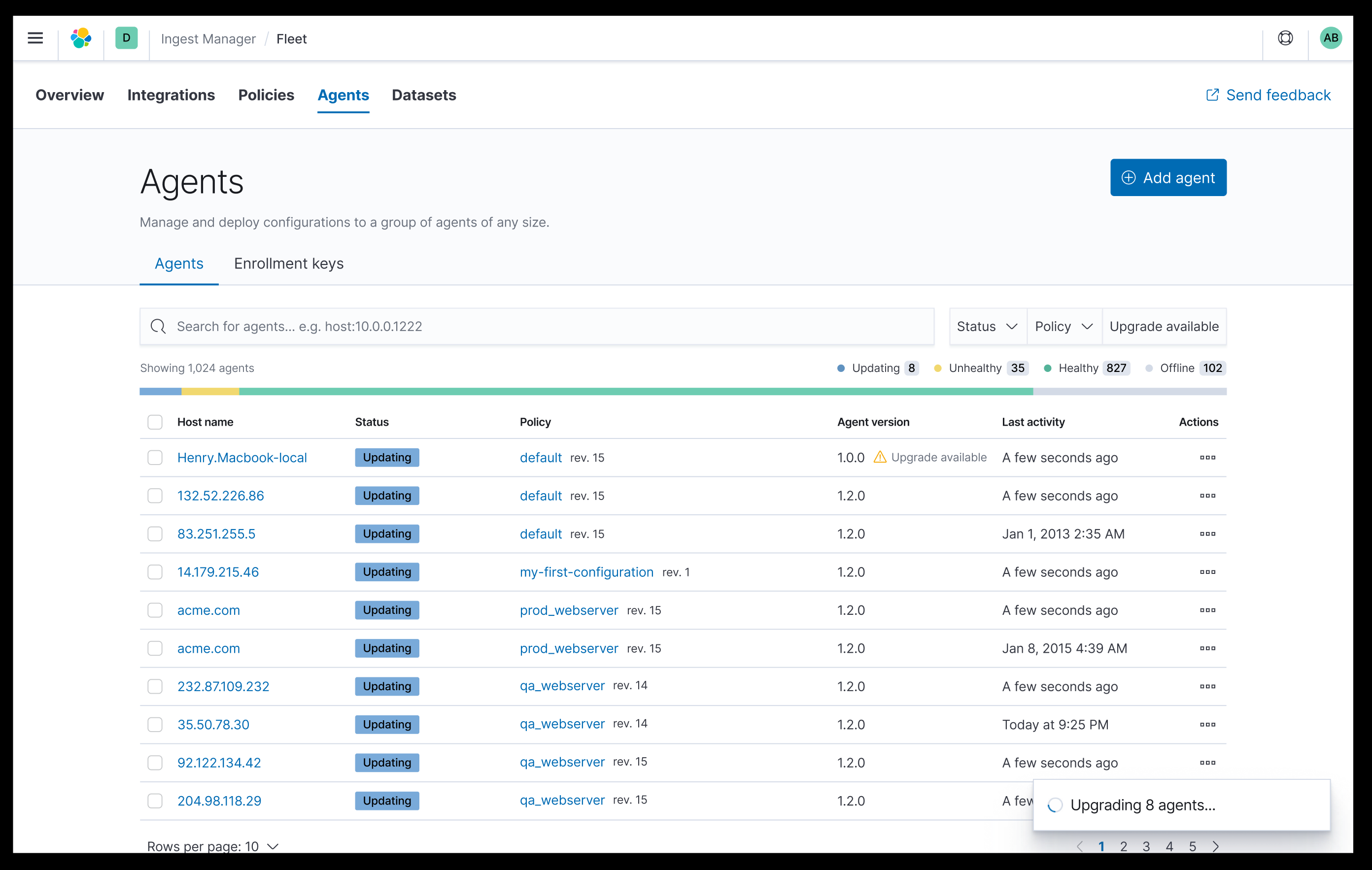 [Ingest Management] Add ability to upgrade agent binary in UI · Issue #68310 · elastic/kibana ...