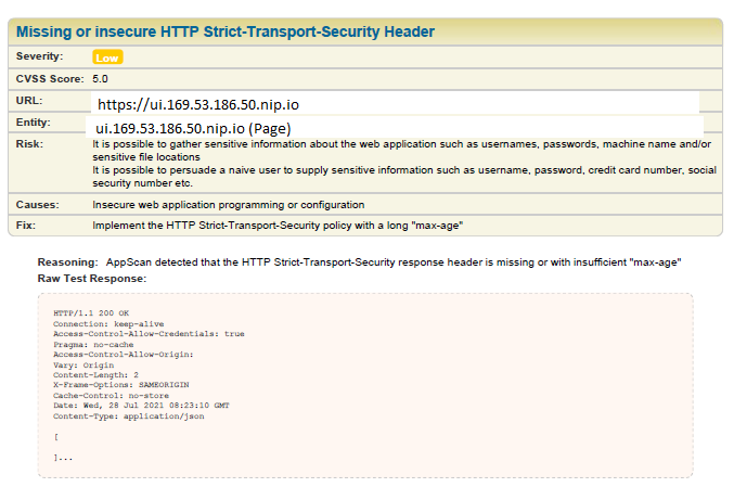 Low: Missing or insecure HTTP Strict-Transport-Security Header · Issue ...