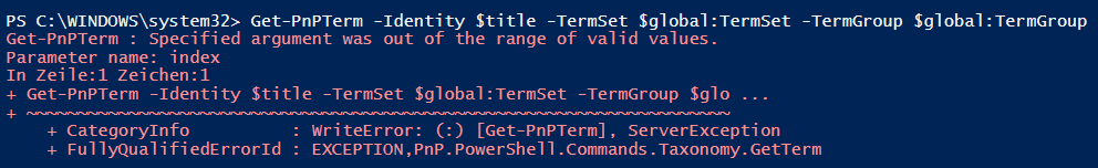 [BUG] Get-PnPTerm -Identity does not work · Issue #1629 · pnp/powershell · GitHub