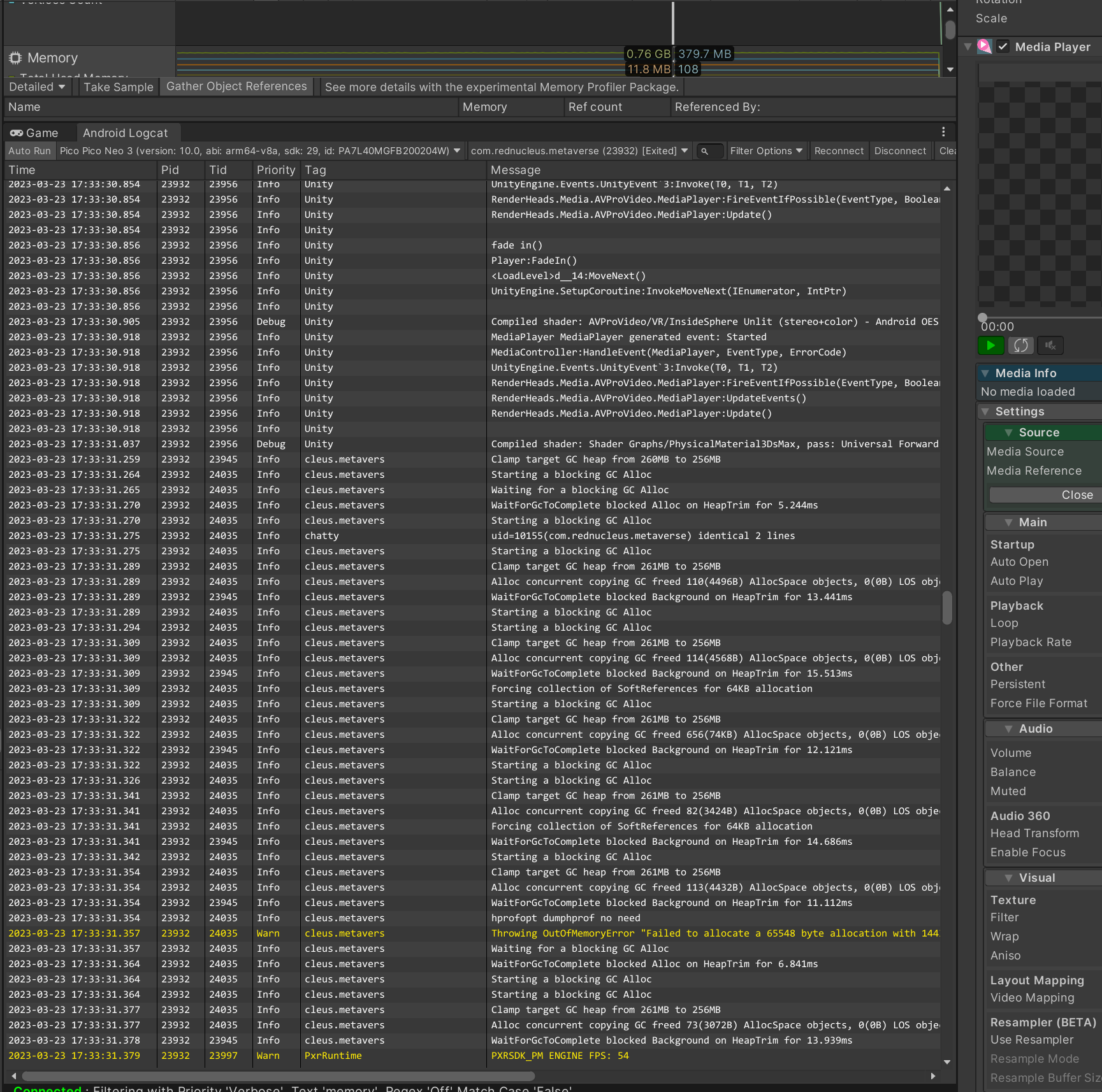 Getting 'OutOfMemory' errors on Android · Issue #1497 · RenderHeads/UnityPlugin-AVProVideo · GitHub