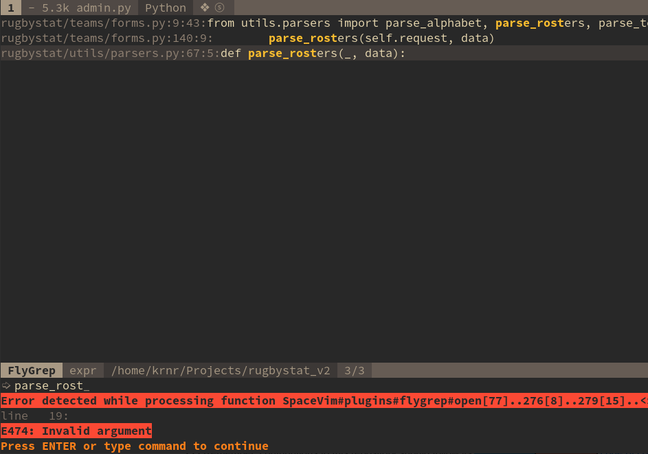 Error detected while processing function SpaceVim#plugins#flygrep#open · Issue #4075 · wsdjeg ...