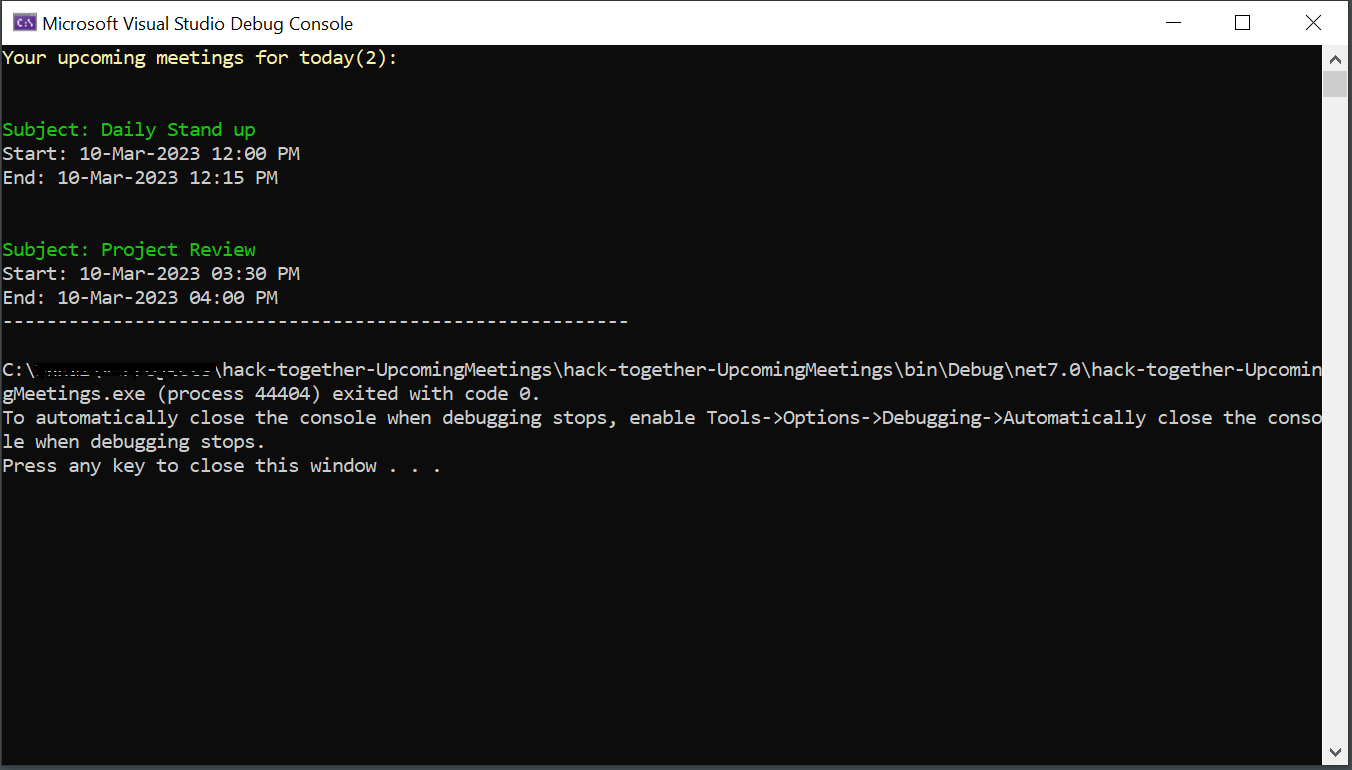 Github Binummerhack Together Upcomingmeetings Display On The Console Your Upcoming Meetings 