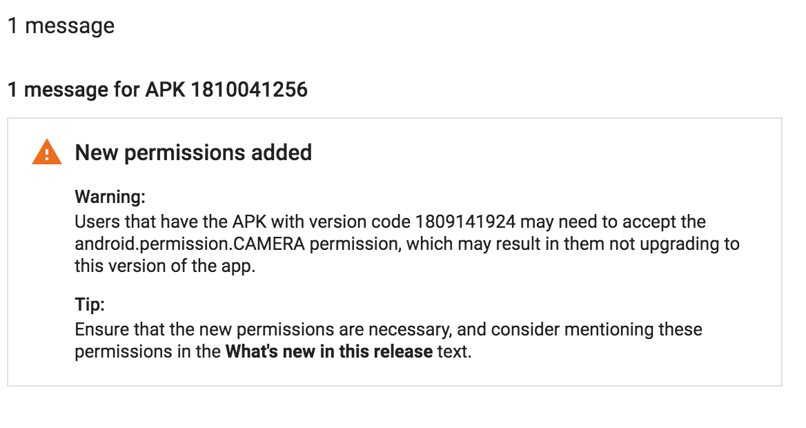 Camera warning in Android release management · Issue #851 · ionic-team/capacitor · GitHub