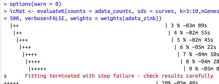 Error running evaluateK · Issue #21 · statOmics/tradeSeq · GitHub