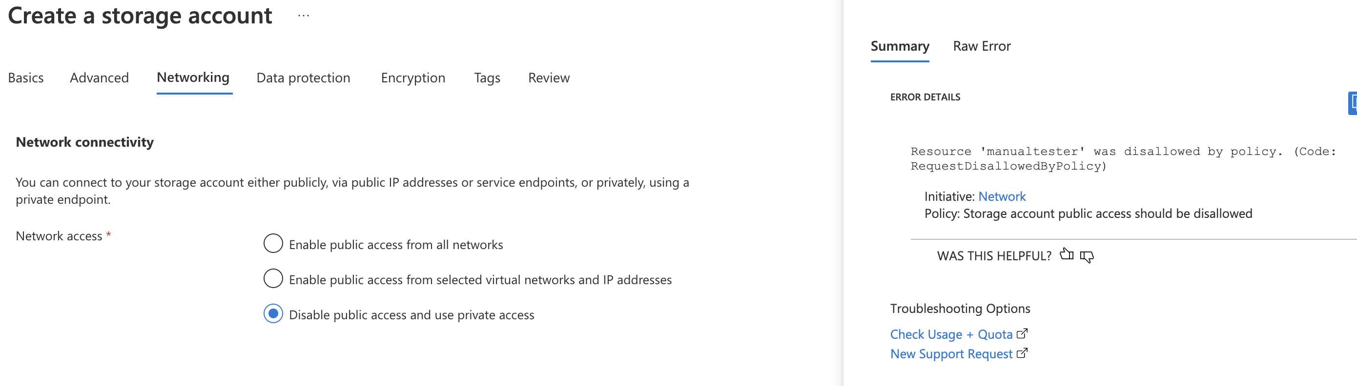 Storage Account Network policy not allowing storage account creation · Issue #1046 · Azure/azure ...