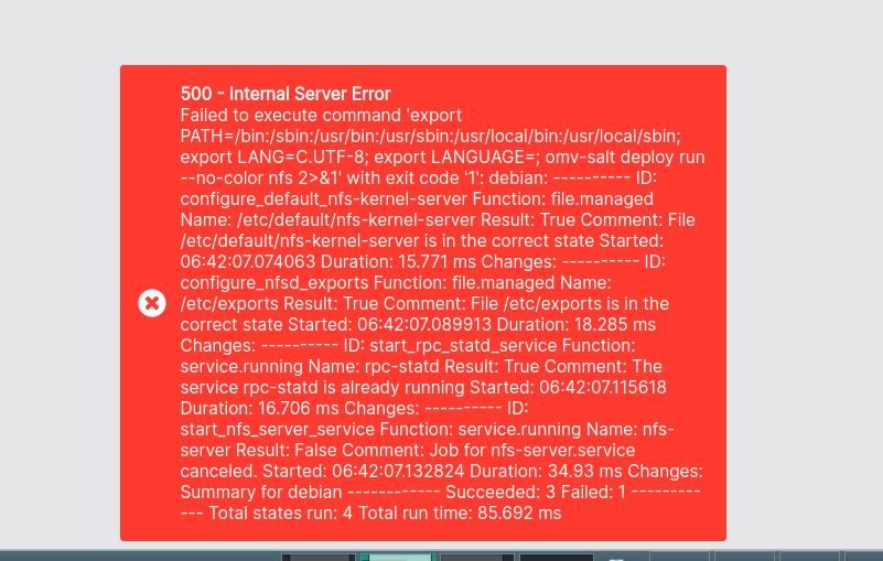 NFS service won't start · Issue #1455 · openmediavault/openmediavault · GitHub