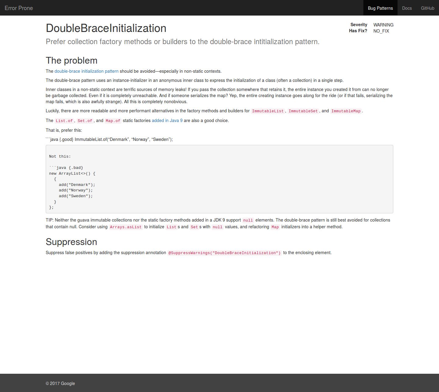 Incorrectly rendered Markdown in DoubleBraceInitialization and others · Issue #962 · google ...