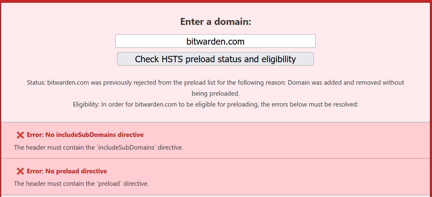 To increase security, add bitwarden.com to HSTS Preload List · Issue #432 · bitwarden/web · GitHub