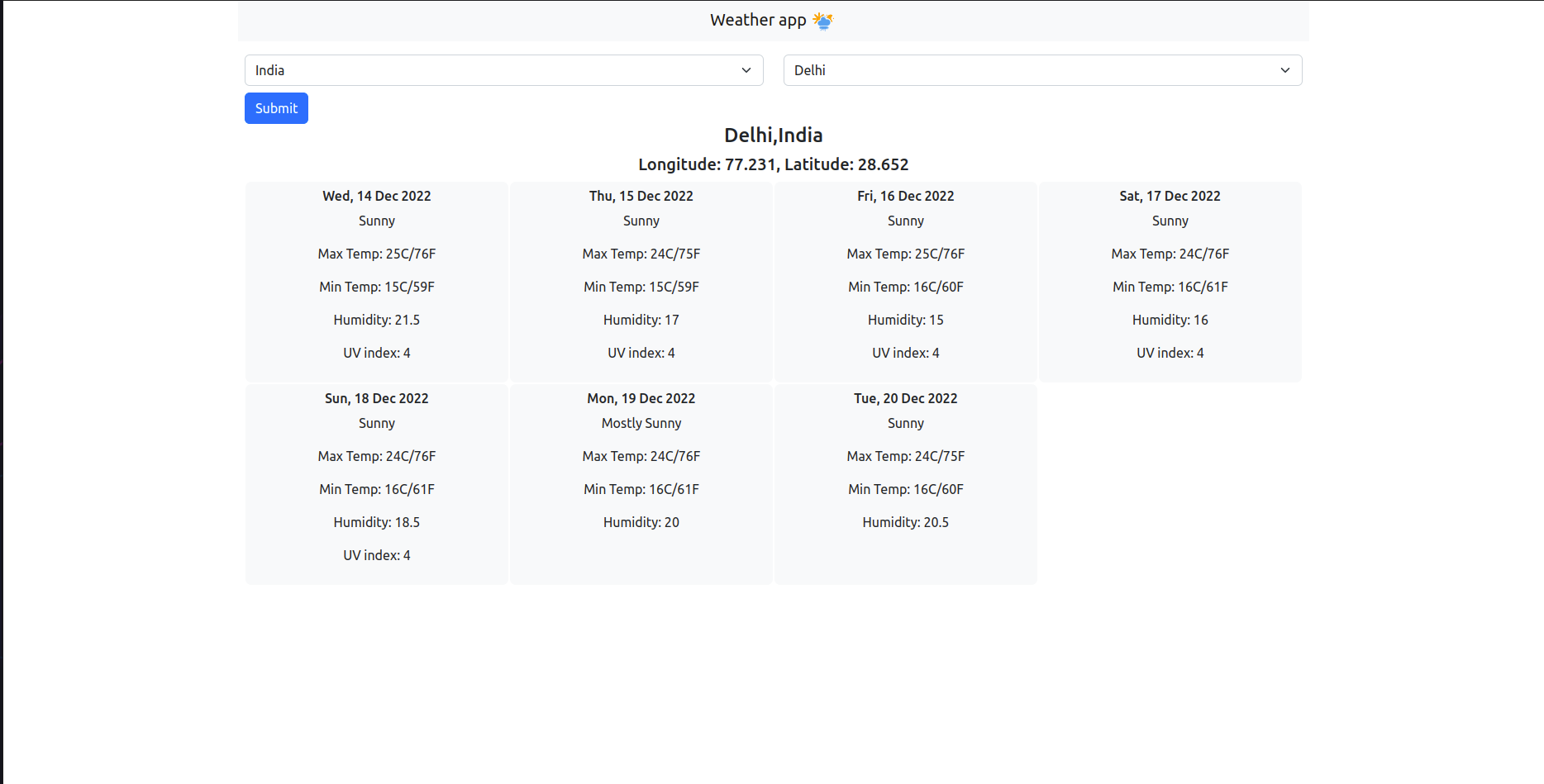Github Vaibhavarora314 Weatherapp Simple Weather App Using React