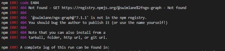 Running NPM install throws 404 · Issue #336 · swimlane/ngx-graph · GitHub