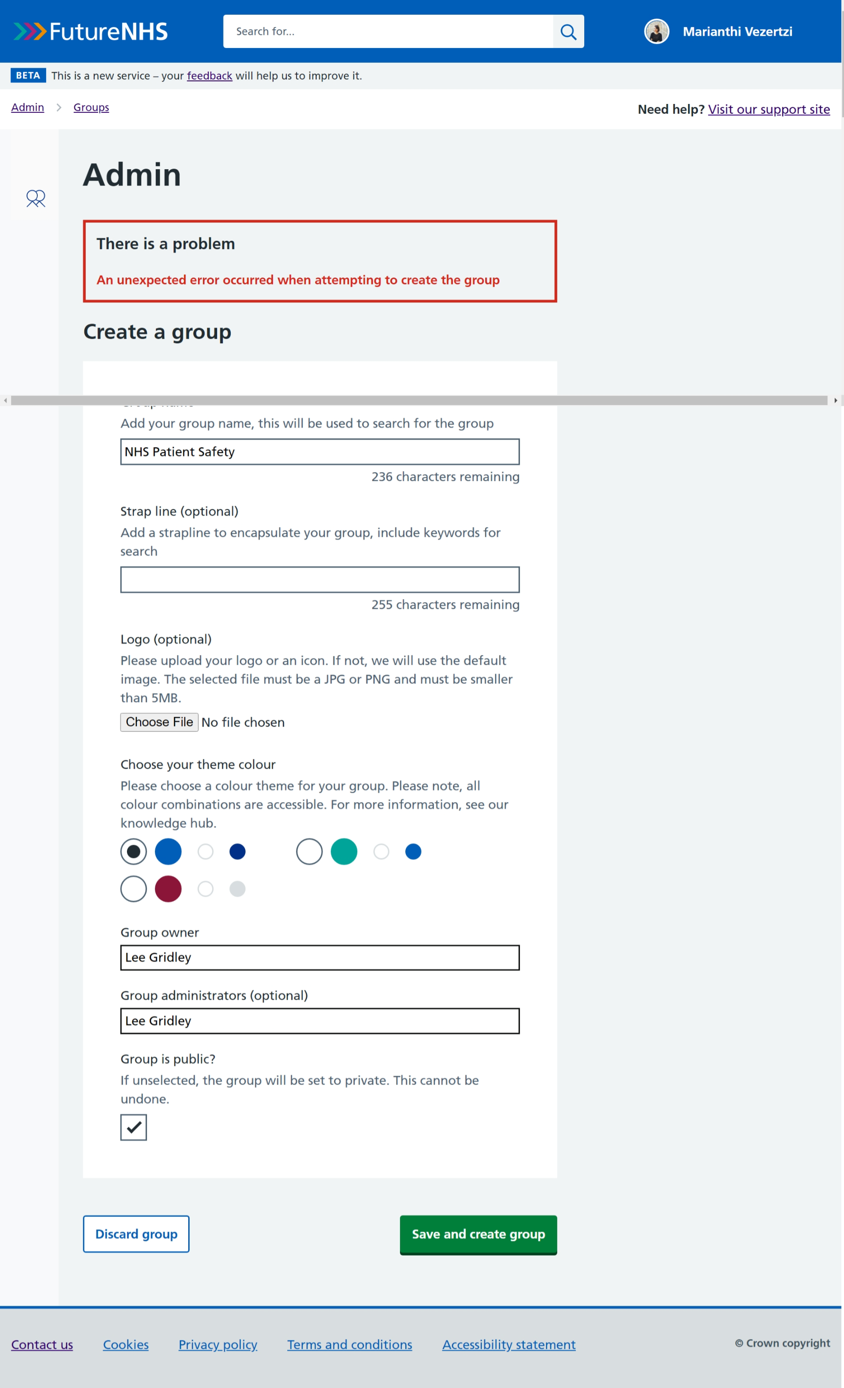 New group creation error & no Homepage blocks · Issue #356 · nhsengland/futurenhs · GitHub