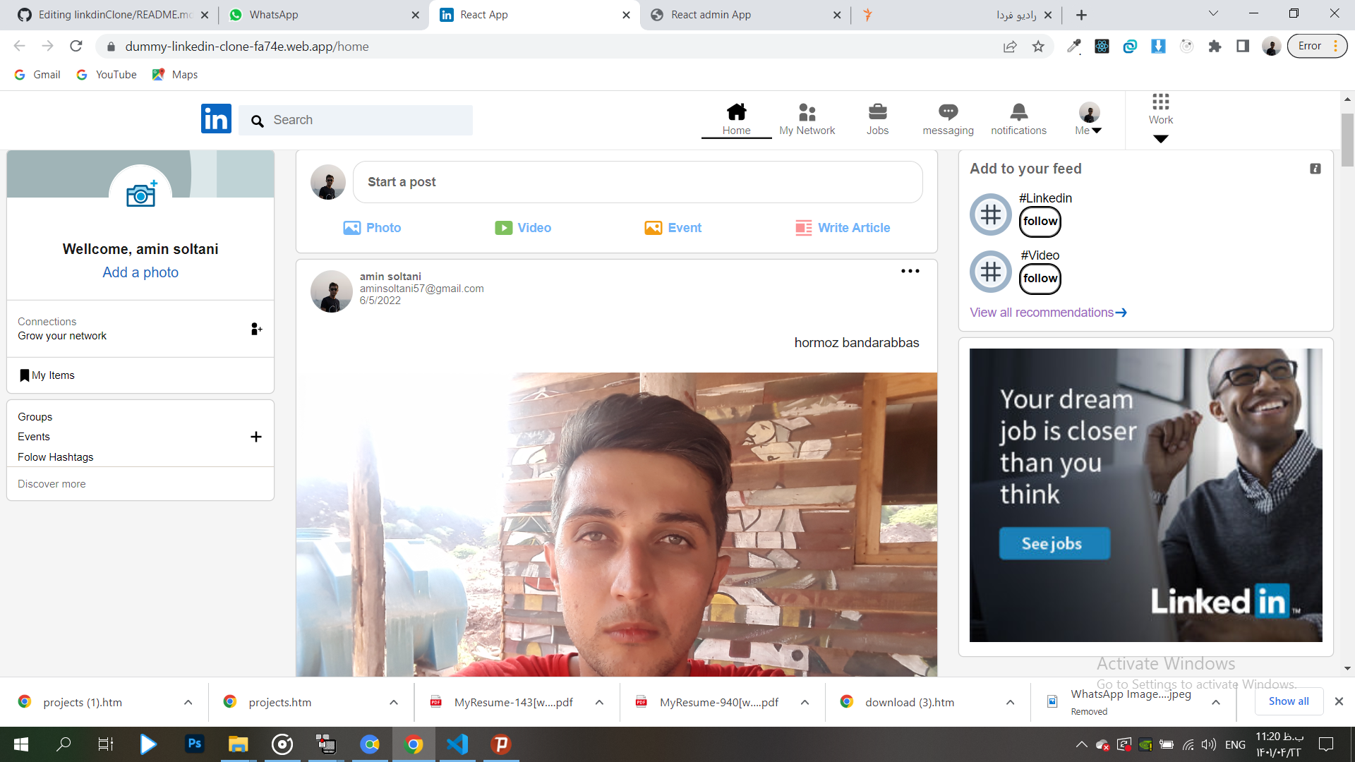 GitHub - aminsoltani57/linkdinClone