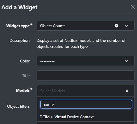No way to add "Config Context" to widget counters · Issue #12594 · netbox-community/netbox · GitHub