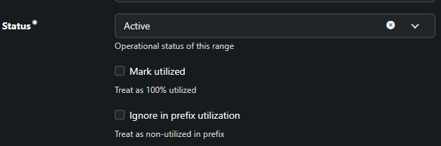 Ip Ranges Add New Toggle Ignore In Prefix Utilization · Issue 12925 · Netbox Community 