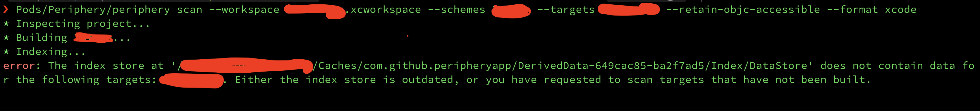 Doesn't find the stored index for targets · Issue #516 · peripheryapp/periphery · GitHub