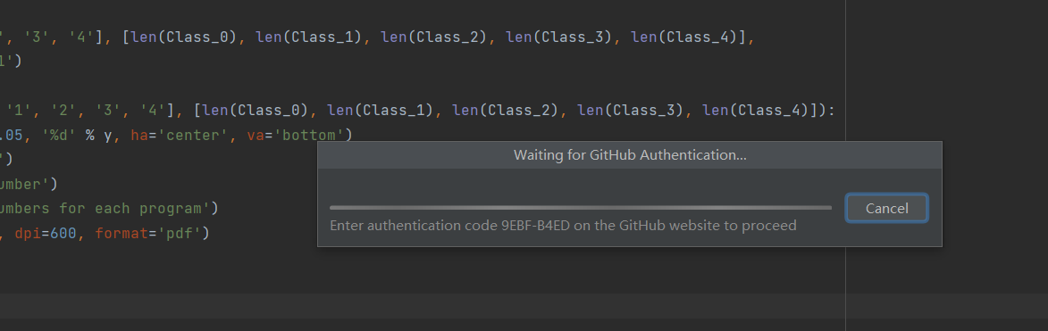 After verifying in the web page and returning to pycharm it keeps on ‘waiting for Github ...