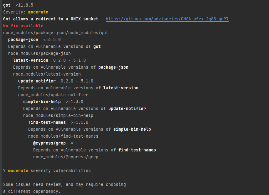 Npm Audit Issue With Got · Issue 2212 · Sindresorhusgot · Github