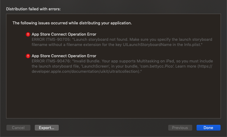 Upload to AppStore failed · Issue #81 · ufo22940268/Pico · GitHub