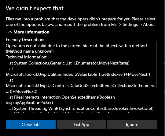 Entering a folder causes the program to crash · Issue #264 · files-community/Files · GitHub