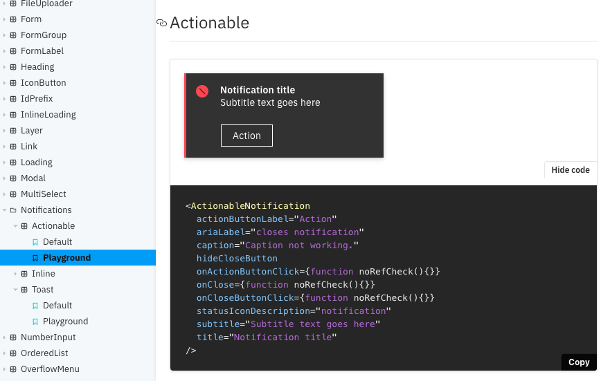 [Bug]: Actionable Notification has "caption" propType validation, but is not implemented · Issue ...