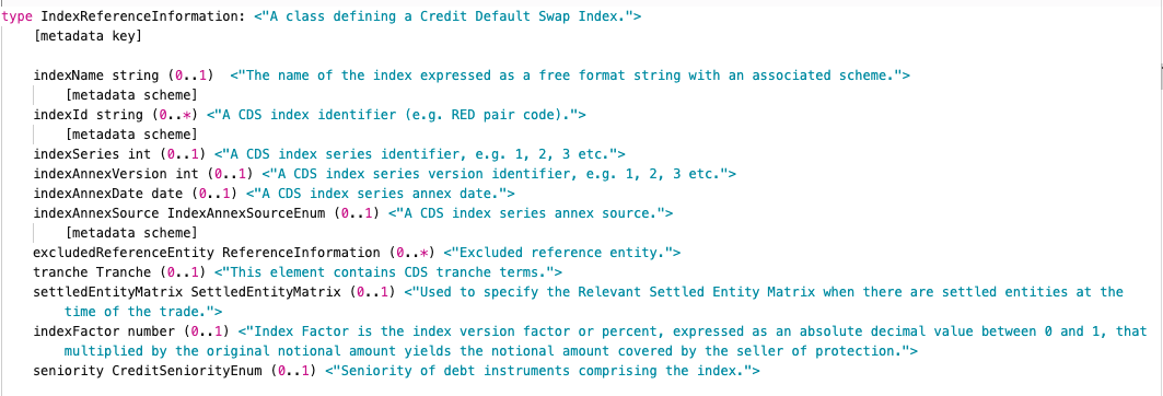 Object required in CDM to capture Index names required for regulatory ...
