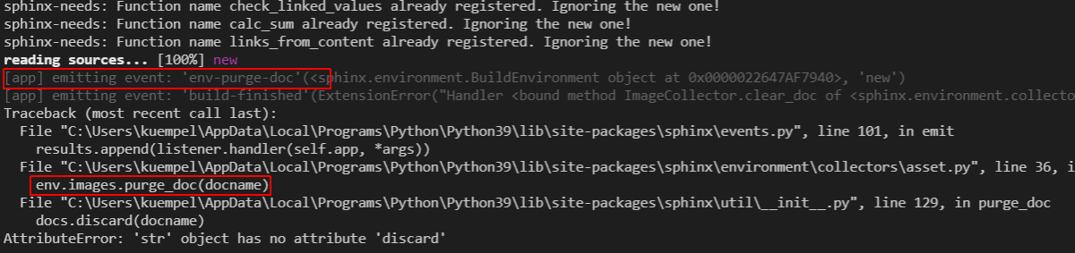 Error on successive sphinx build with needs_pie · Issue #505 · useblocks/sphinx-needs · GitHub