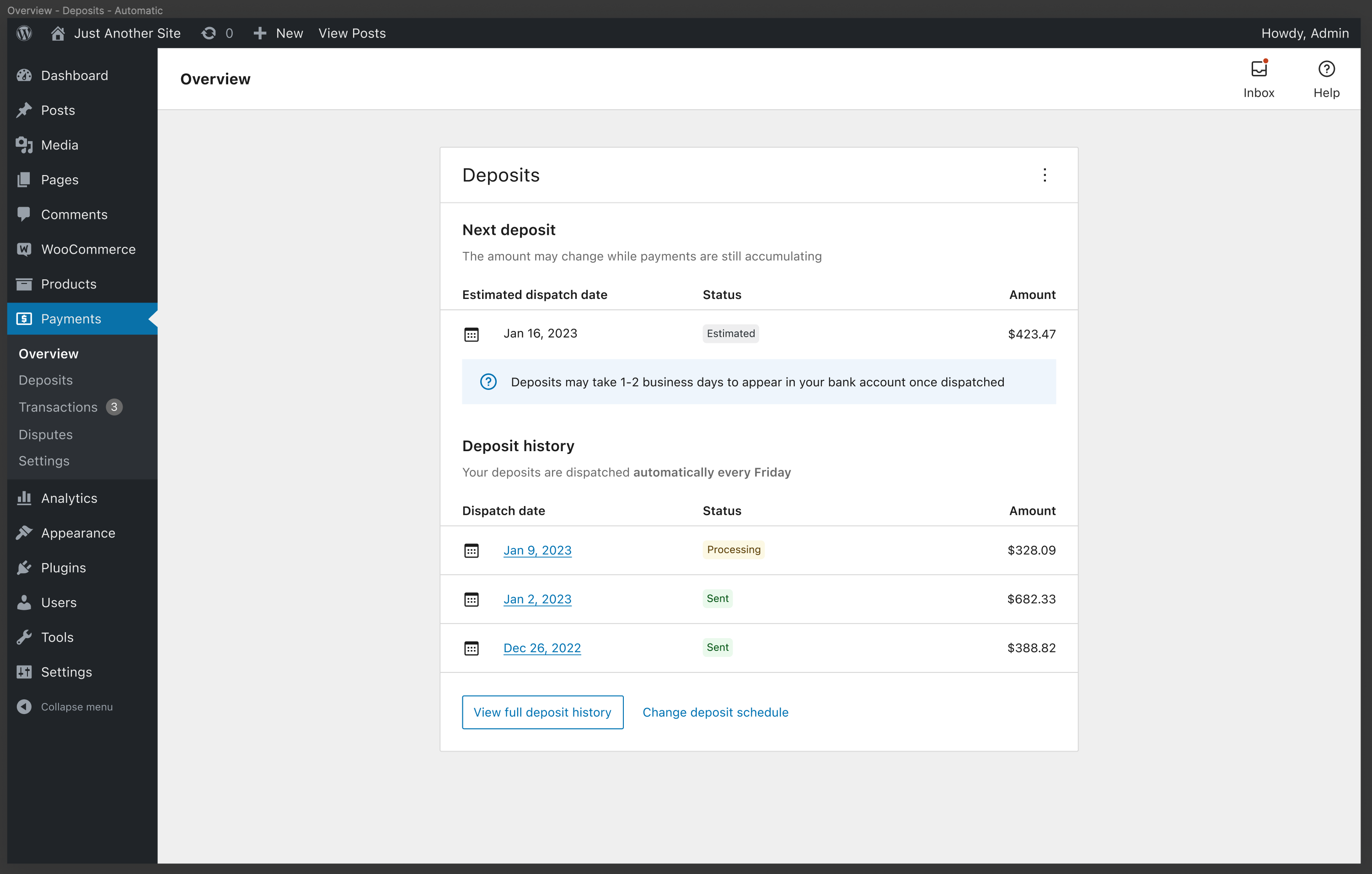 Simplify Deposits Ui Add Deposit History Table Showing The Last 3 Deposits · Issue 5700