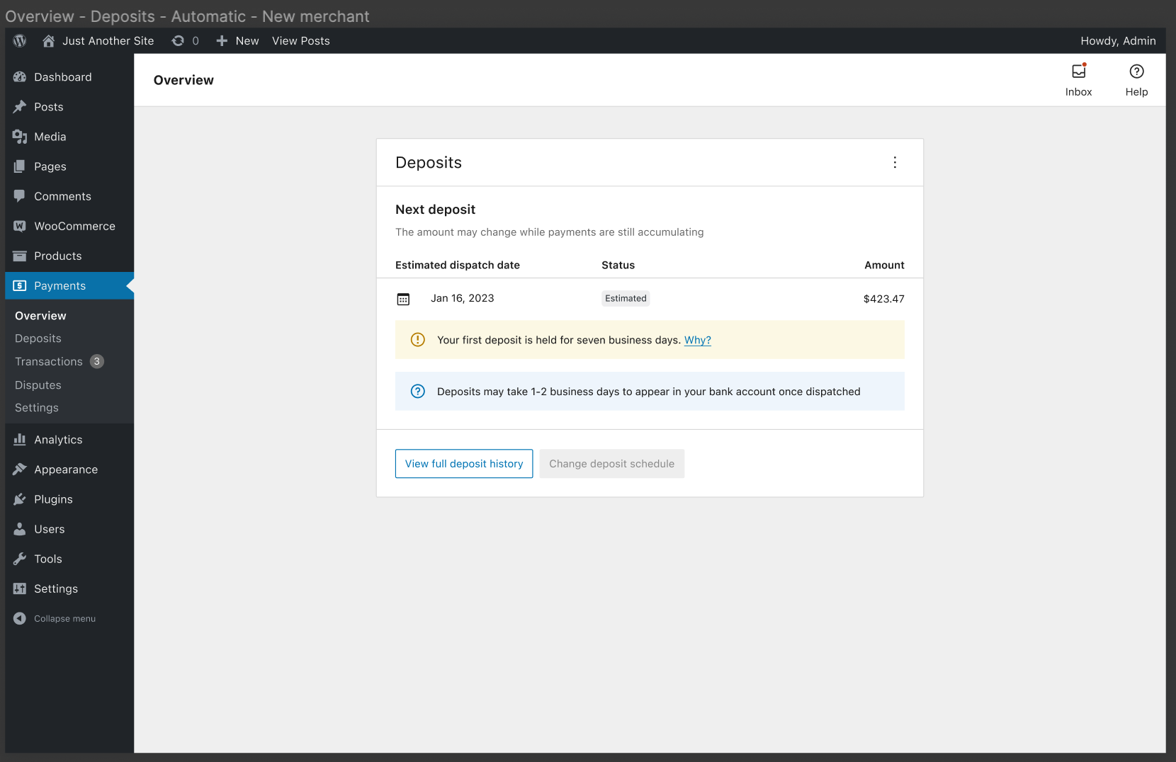 Simplify deposits UI - Add notice to next deposit card indicating new ...