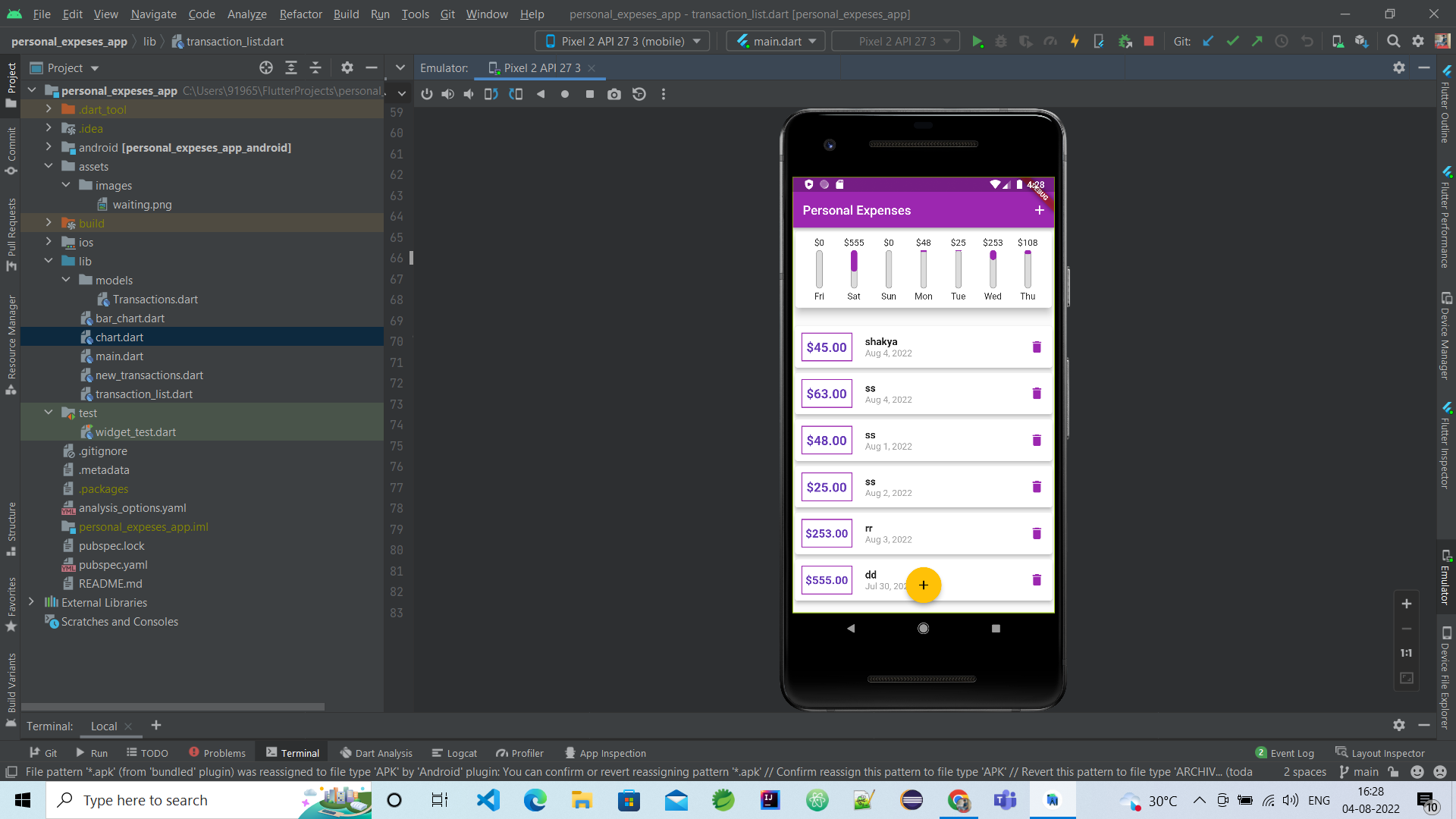 GitHub - RitikShakya/FlutterPersonalExpenses: Flutter App2