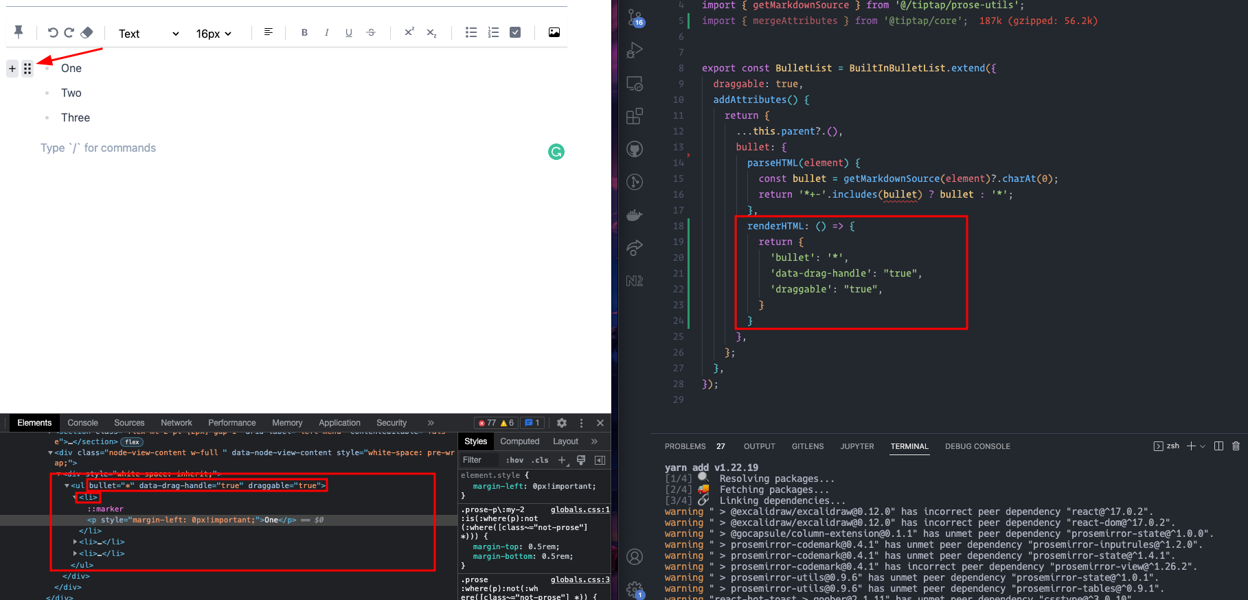 How to add attributes to li tag when extending bullet list extension ...